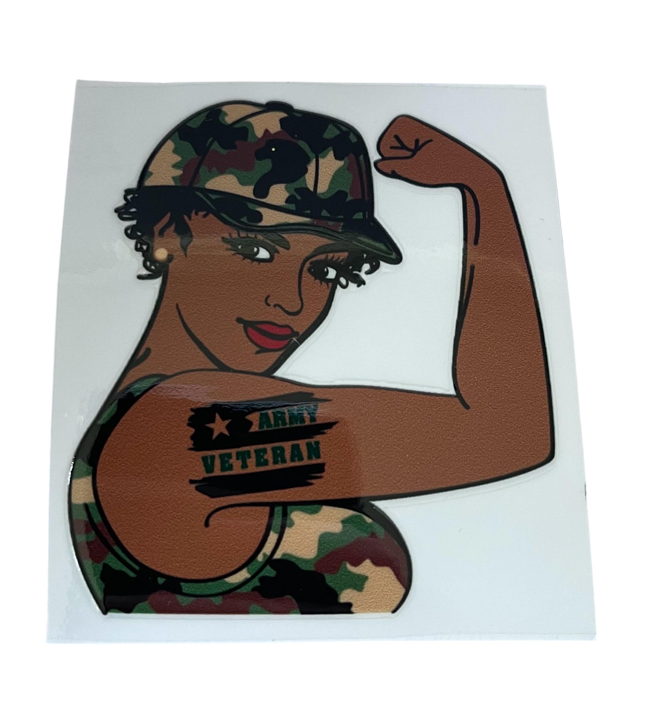 UV DTF Decal: Female Veteran Sticker - Celebrating Her Strength and ...