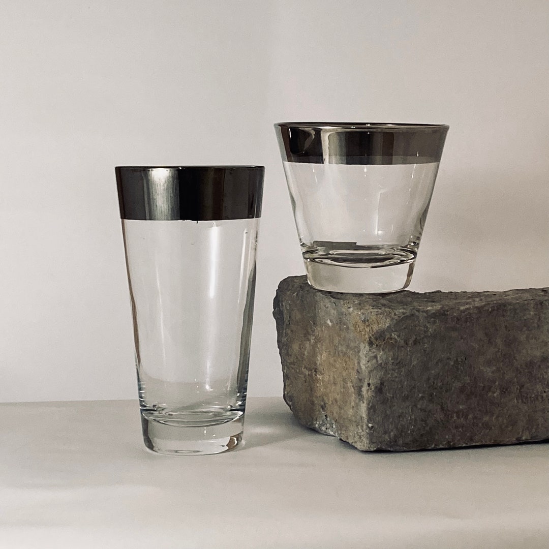 Vintage Queen's Lusterware With Thick Platinum Silver Band / Highball ...