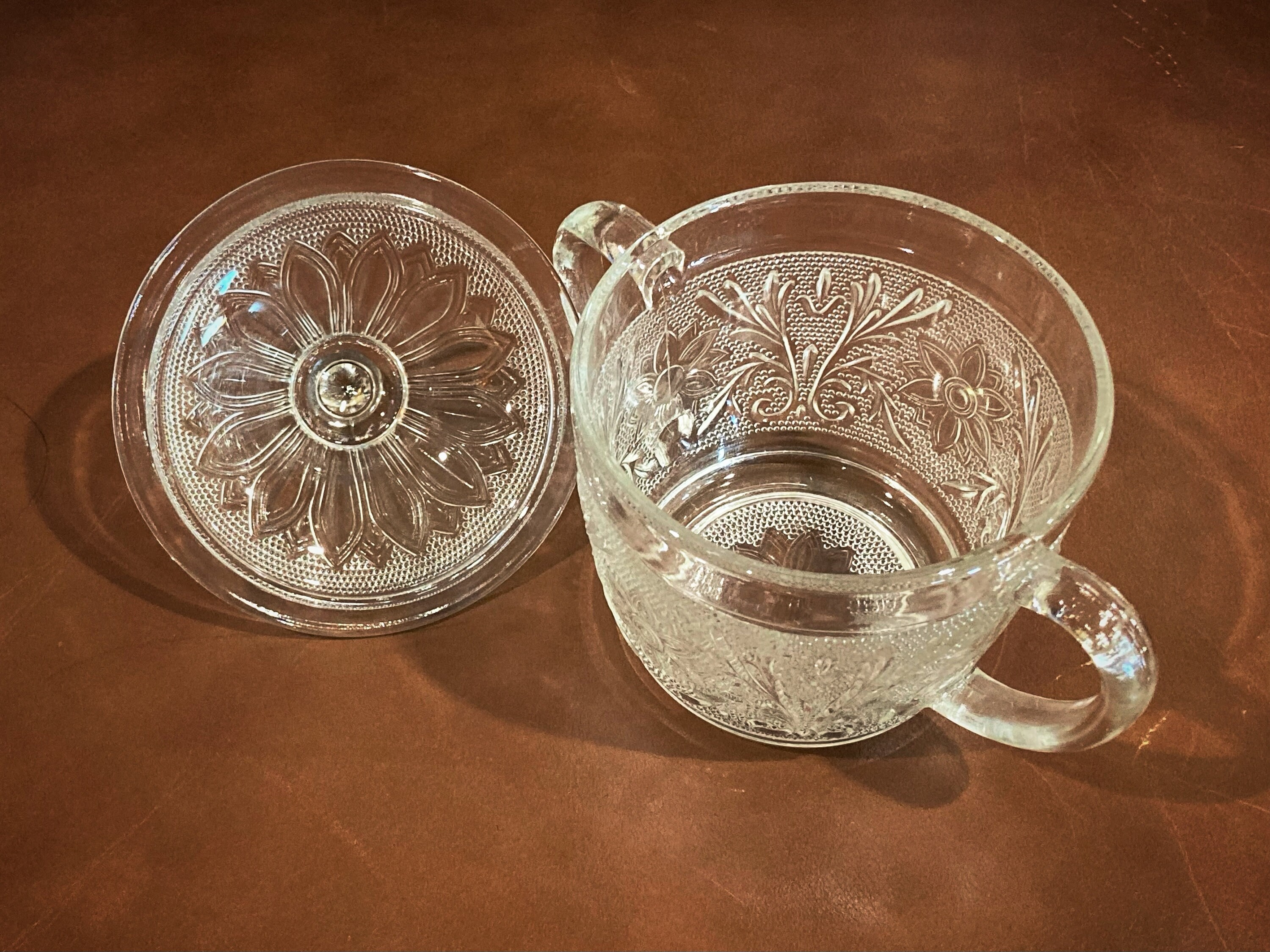 Vintage Anchor Hocking Sandwich Pattern Glass Sugar Bowl & Creamer - Etsy