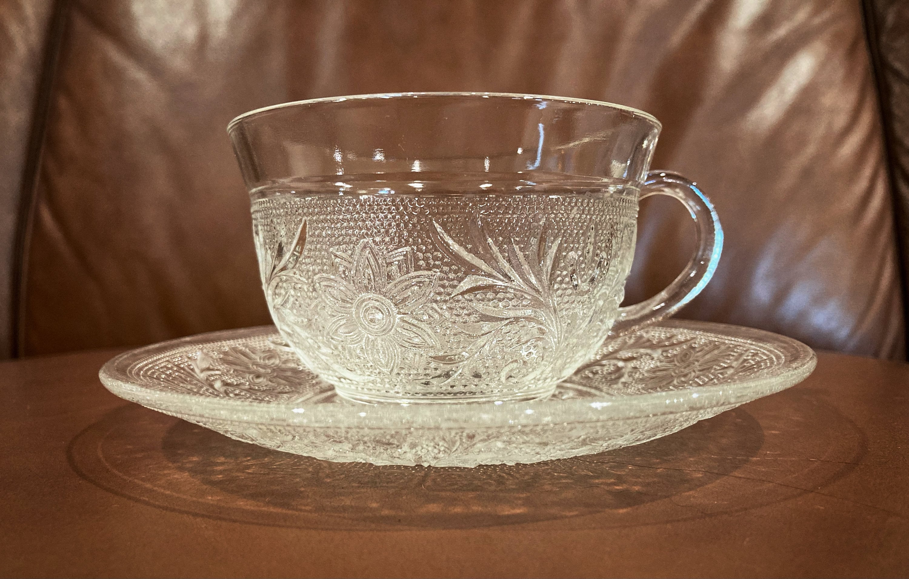 Vintage Anchor Hocking Sandwich Pattern Glass Cup & Saucer Set - Etsy