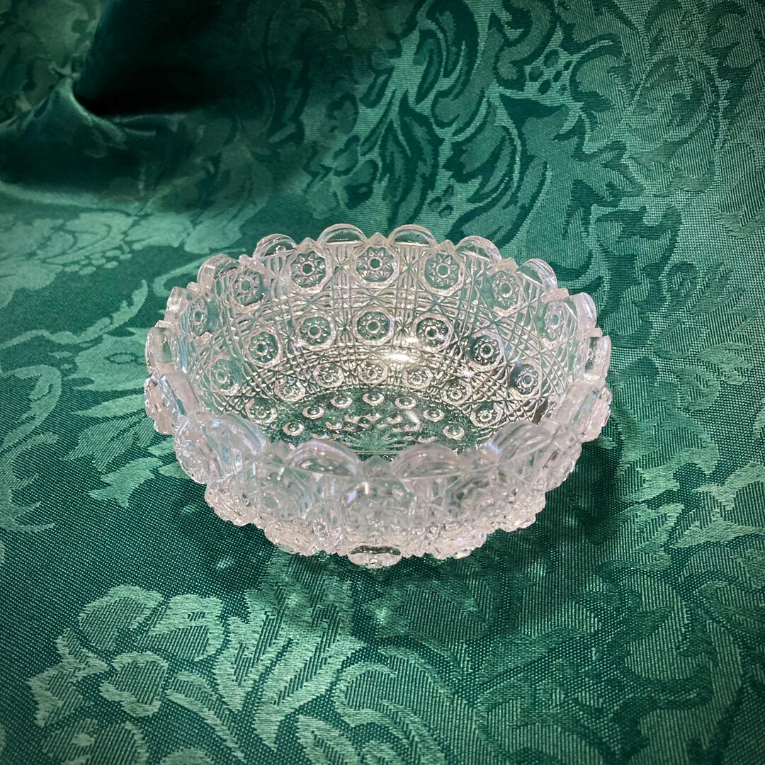 Antique EAPG Salt Cellar, Small Pressed Glass Trinket Dish With ...