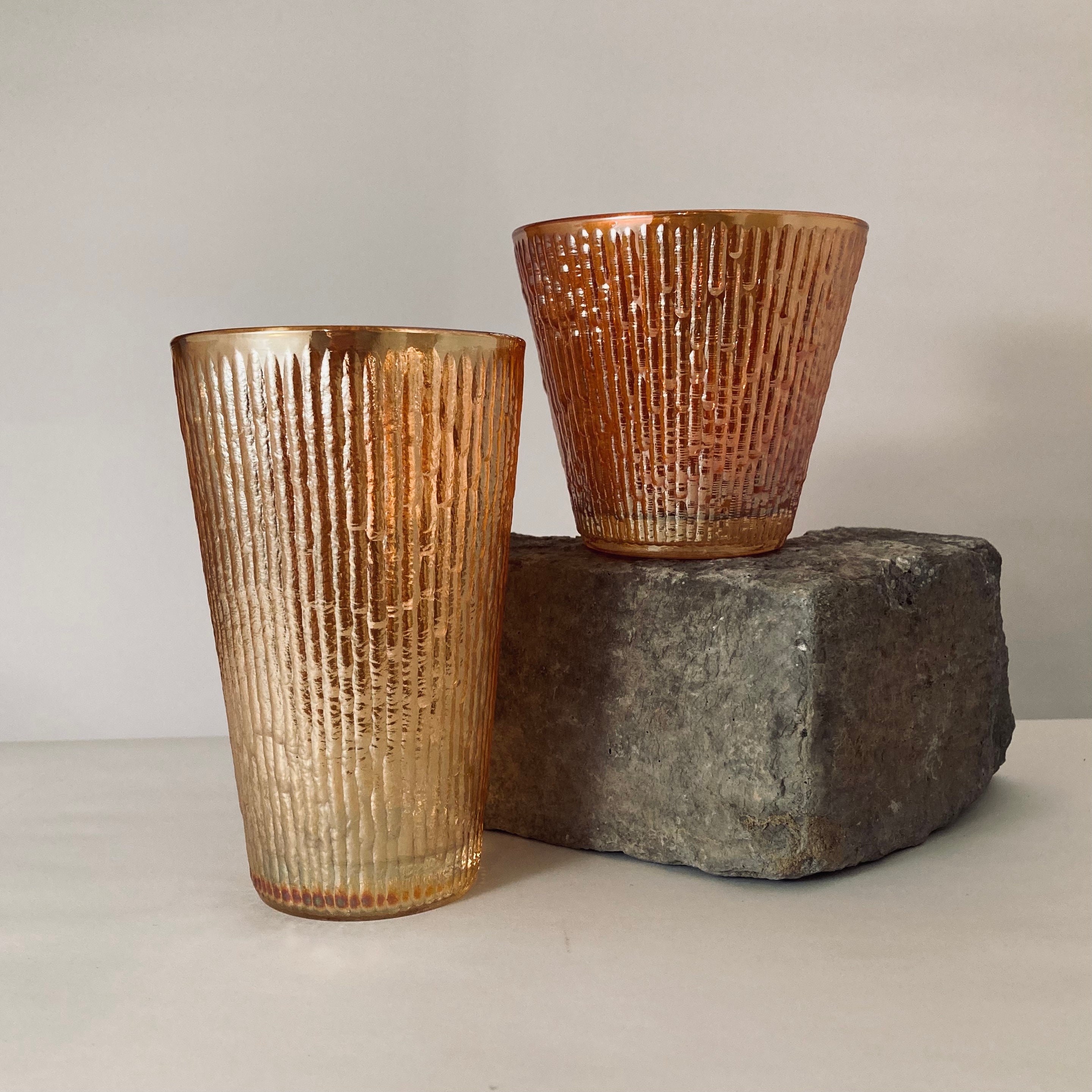 Vintage Jeannette Carnival Glass Tree Bark Glasses - Etsy