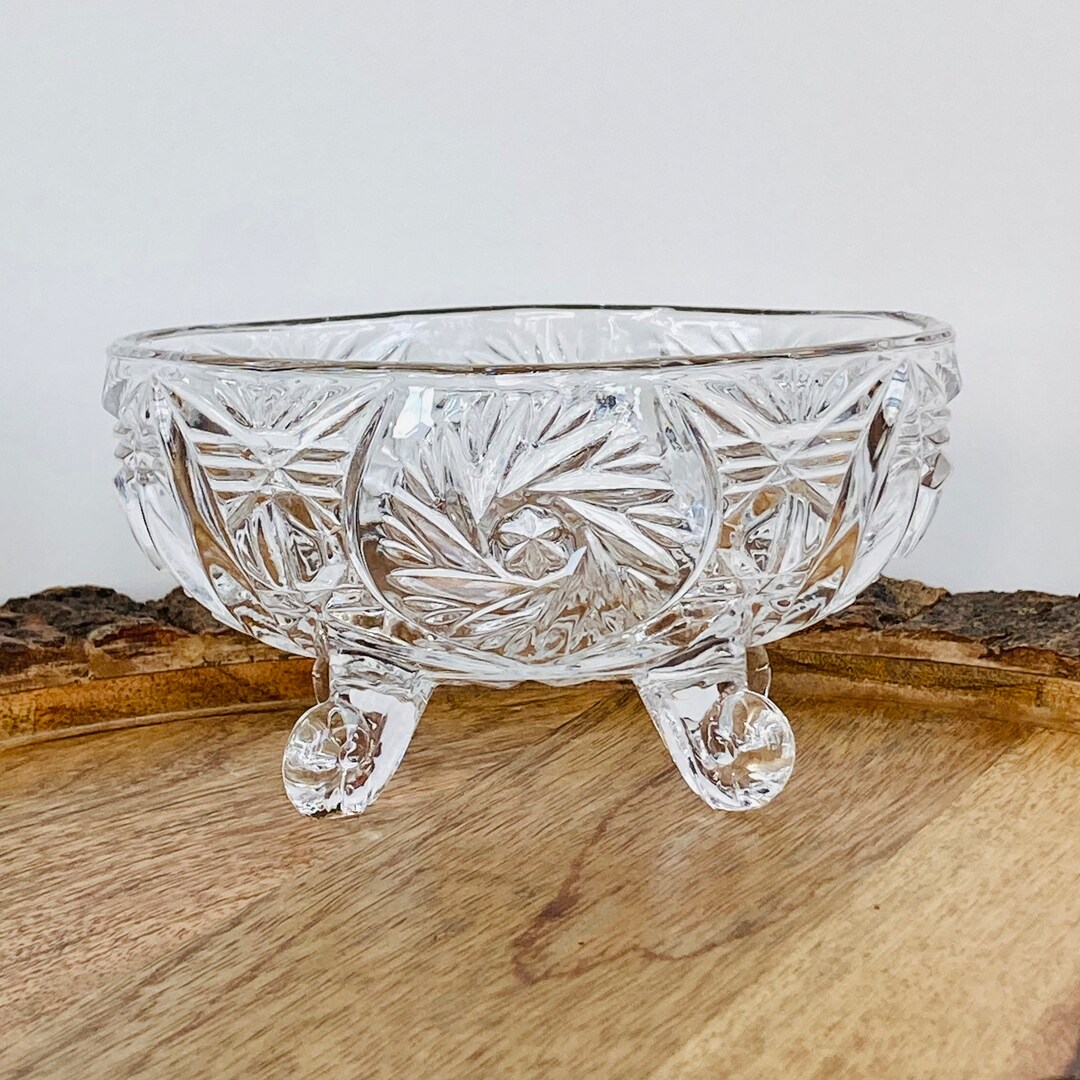 Vintage Crystal Oblong Footed Candy Bowl - Etsy