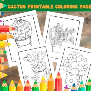 Floral Cactus & Succulent Coloring Gages, Printable PDF, Botanical ...