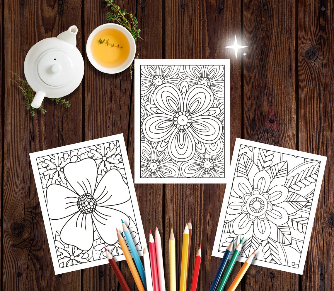 100 Coloring Pages for Adults -grayscale Coloring Book, Printable ...