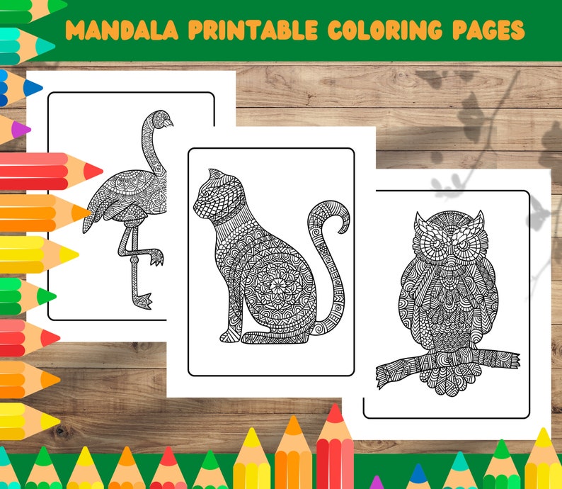 Animals Mandala Coloring Book,50 Printable Simple Mandalas for Stress ...
