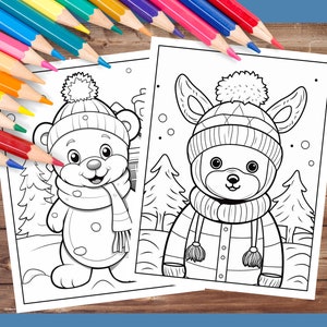 Winter Coloring Page for Kids INSTANT DOWNLOAD, Holiday Coloring Sheets ...