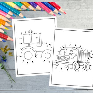 Printable Dot to Dot for Kids, 30 Vehicle-themed Pages, Engaging ...