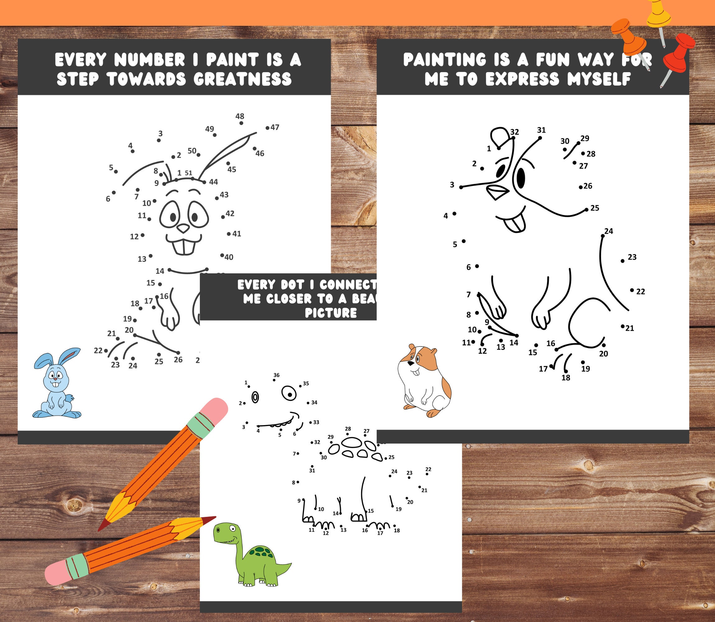 Dot to Dot Animal Coloring Pages With Affirmations, Kids Activity Book ...