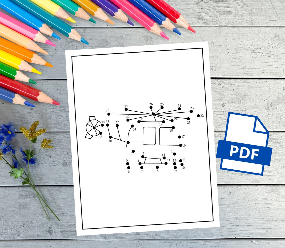 Printable Dot to Dot for Kids, 30 Vehicle-themed Pages, Engaging ...