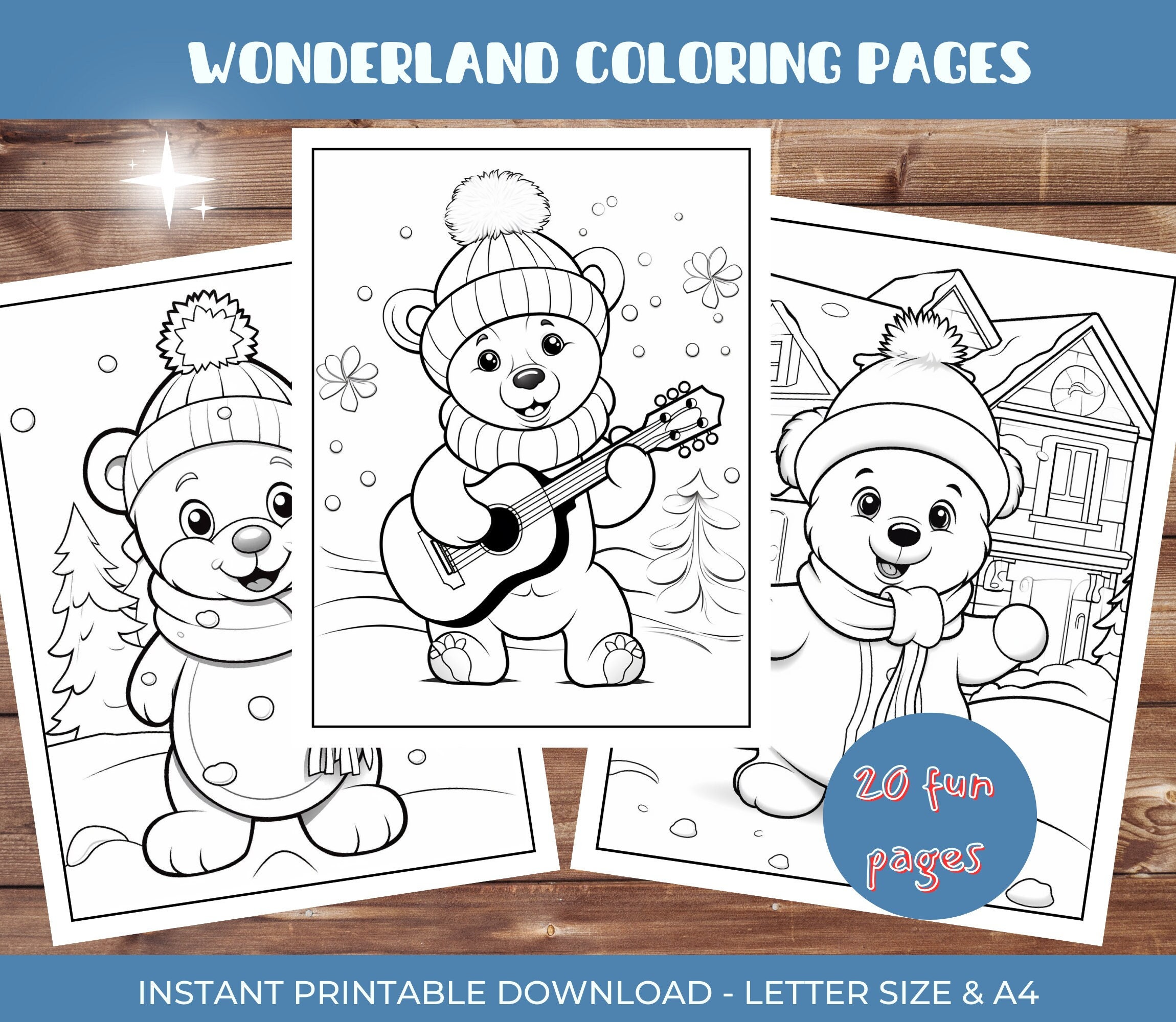 Winter Coloring Page for Kids INSTANT DOWNLOAD, Holiday Coloring Sheets ...