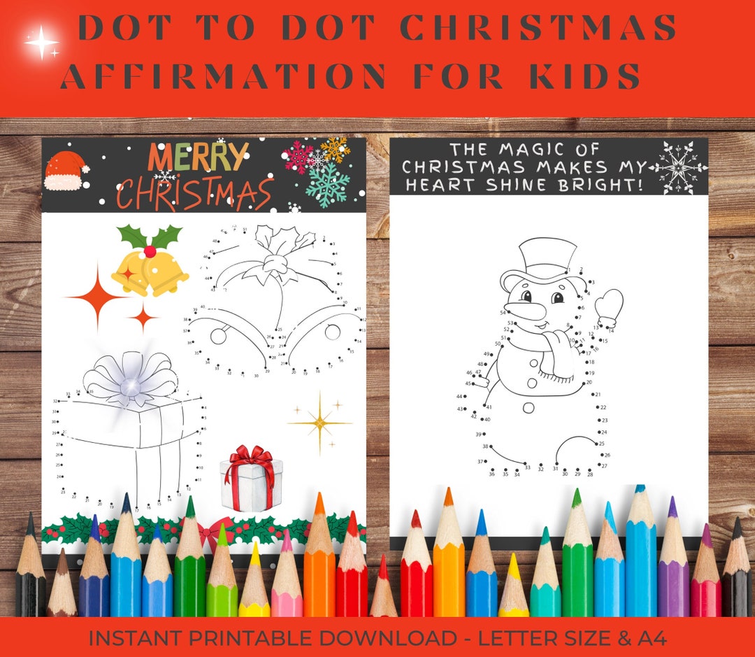 Printable Christmas Coloring Page, Dot to Dot Activity Book for Kids ...