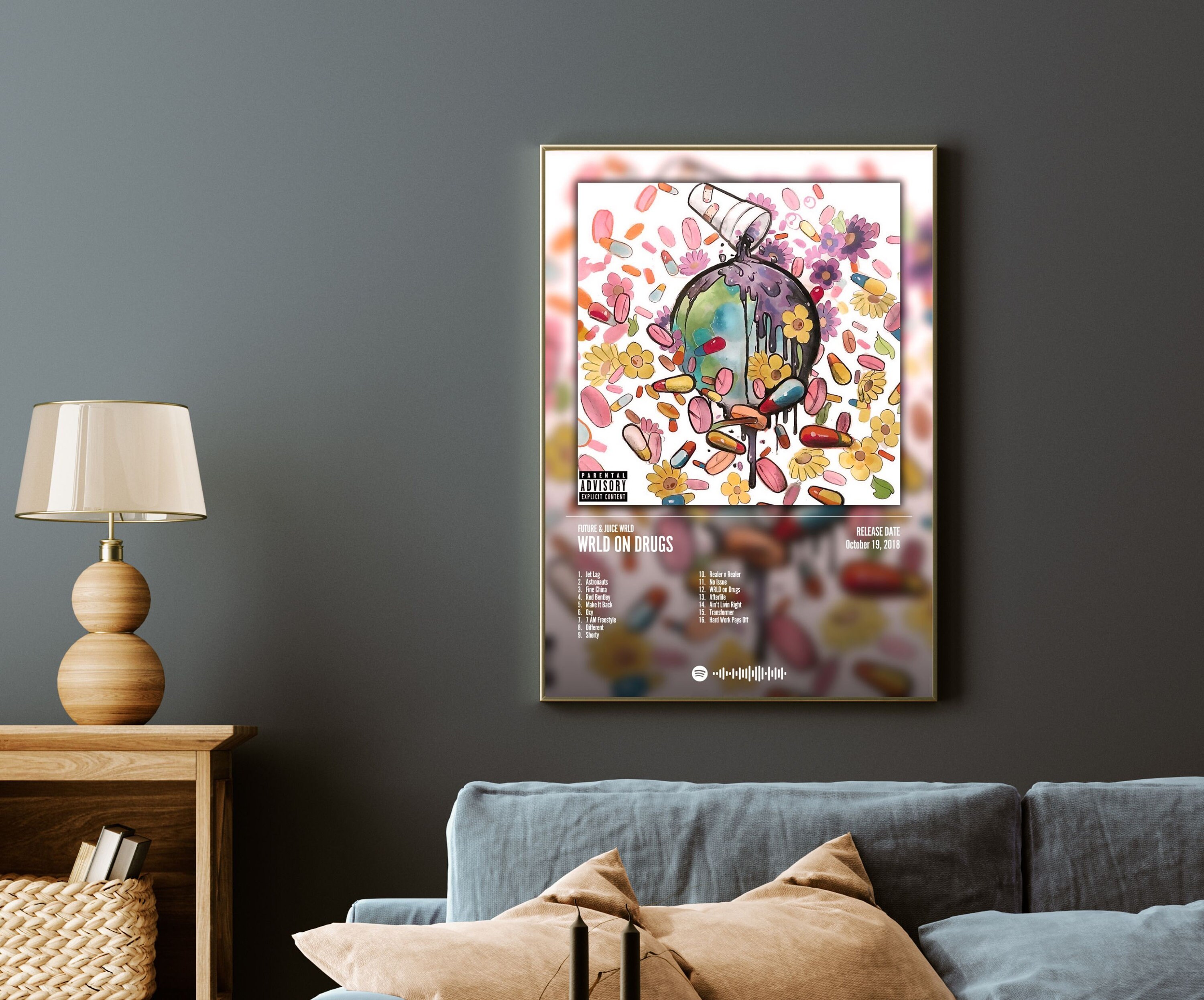 Juice Wrld Poster Juice Wrld Poster World On Drugs Album Etsy