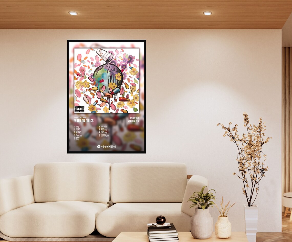 Juice Wrld Poster Juice Wrld Poster World On Drugs Album Etsy