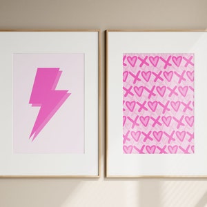 Pink Preppy Gallery Wall Art Set of 10 | Trendy Retro Wall Art Set ...