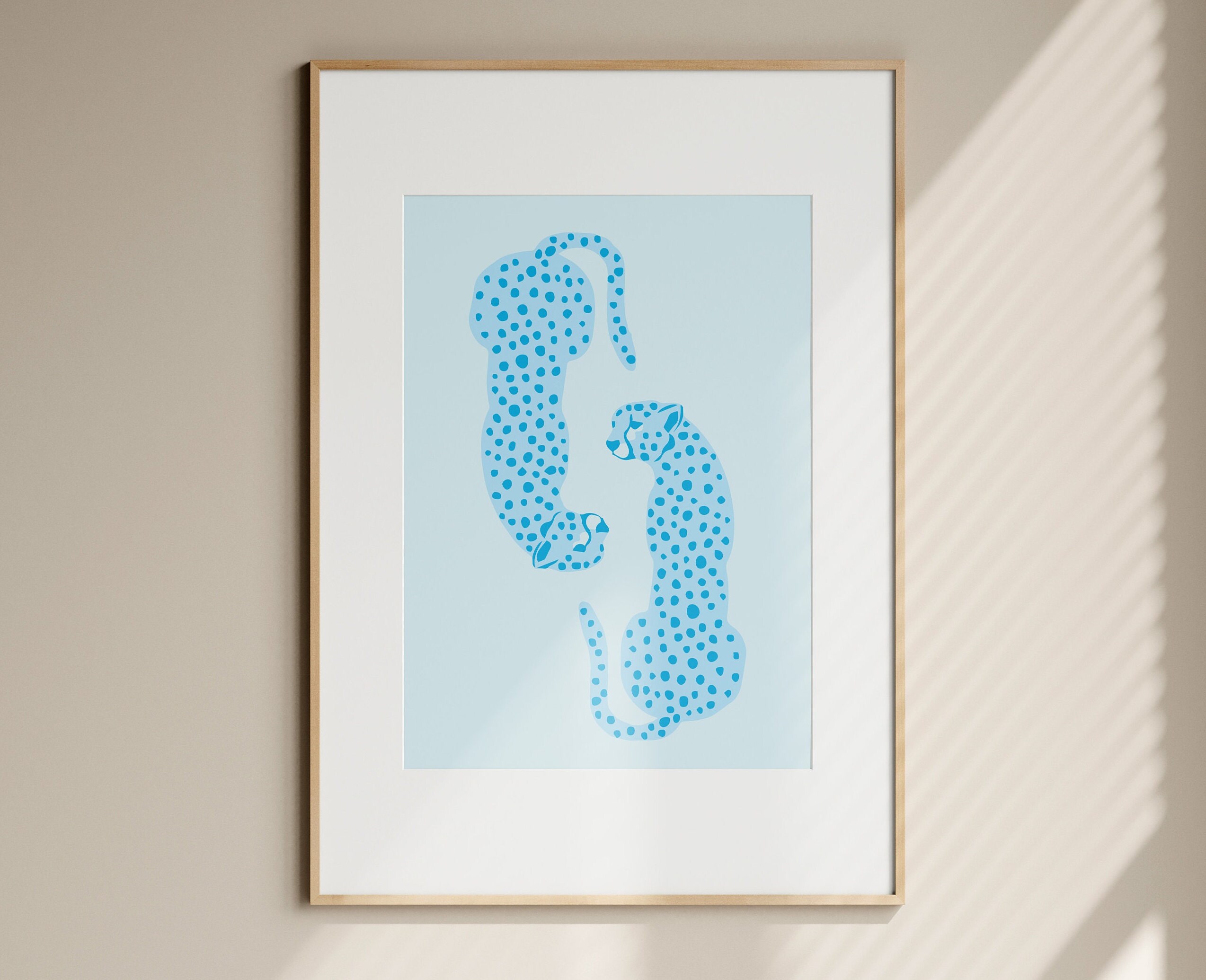 Blue Leopard Cheetah Print | Girly Preppy Room Decor | Retro Wall Art ...
