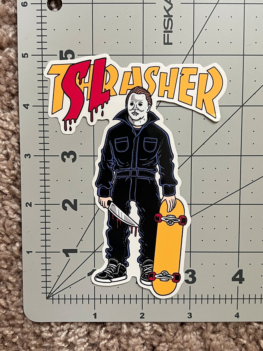 Horror Halloween Michael Myers Slasher Thrasher Skateboard Clear Vinyl ...