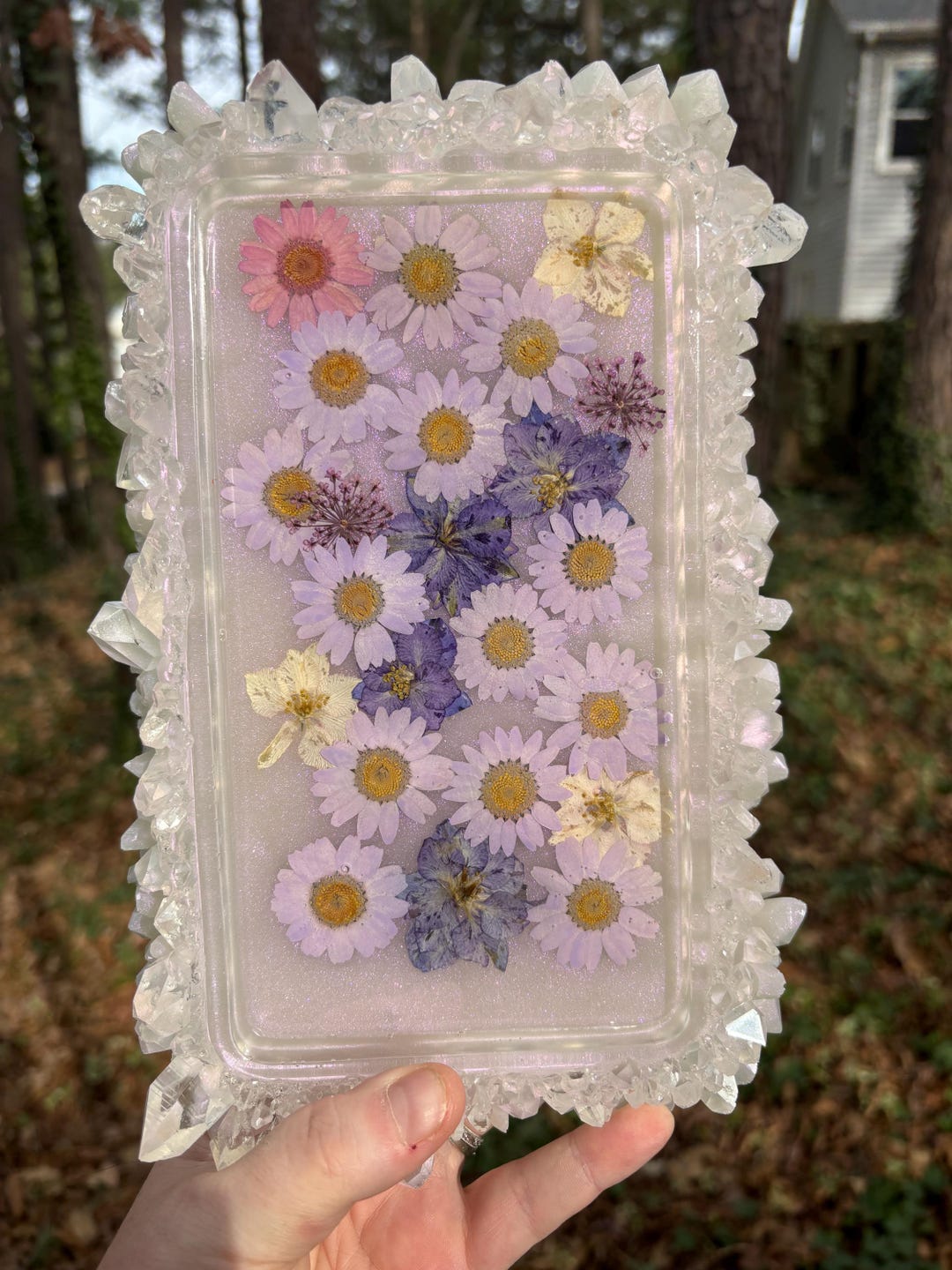 Purple Power Crystal Cluster Tray - Resin Home Decor Made With Real ...