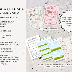 Holiday Hoedown Editable Menu & Place Card Templates | Fun Hand-drawn ...