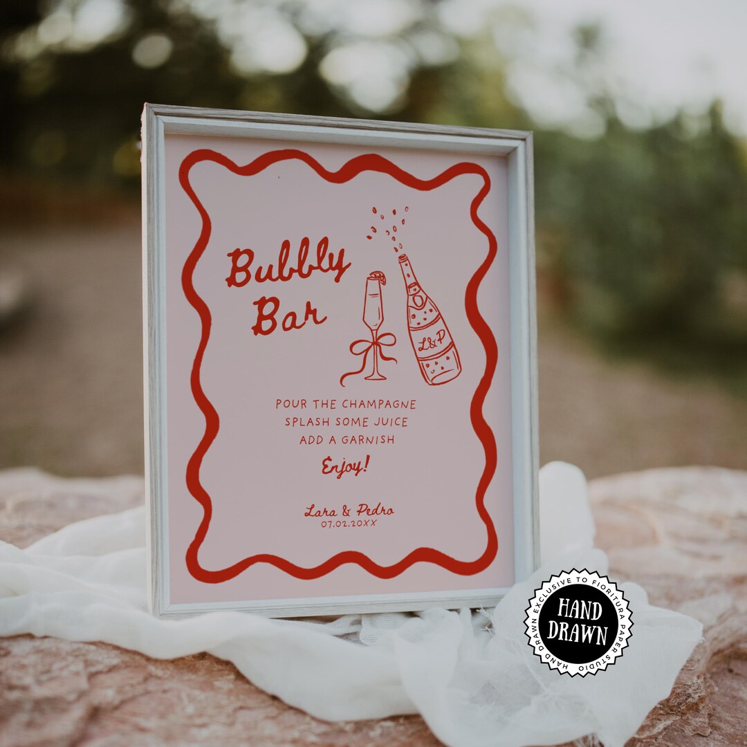 Bubbly Bar Sign Printable Template, Custom Couple's Monogrammed ...