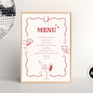 40th Birthday Hoedown Menu Sign Template, Reckless in Texas 40th Rodeo ...