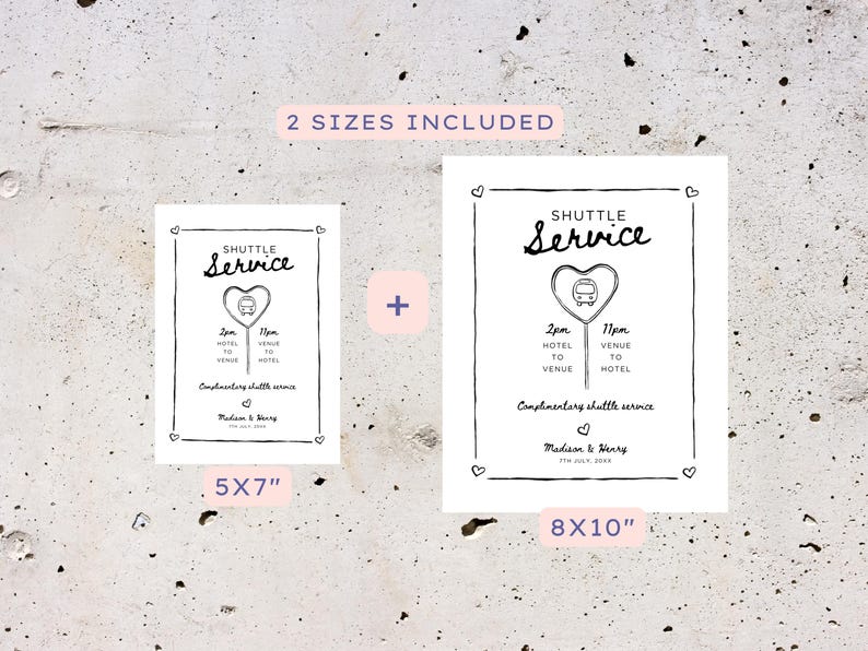 Wedding Shuttle Service Sign Template, Cute & Quirky Hand-drawn ...