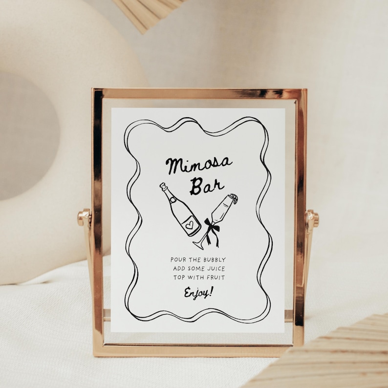 Mimosa Bar Sign Printable Template | Hand-drawn Brunch Drinks Menu ...