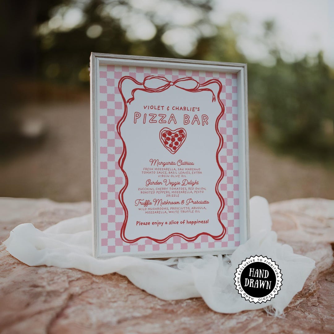 Love at First Slice Pizza Bar Menu Table Sign, Canva Template, Last ...