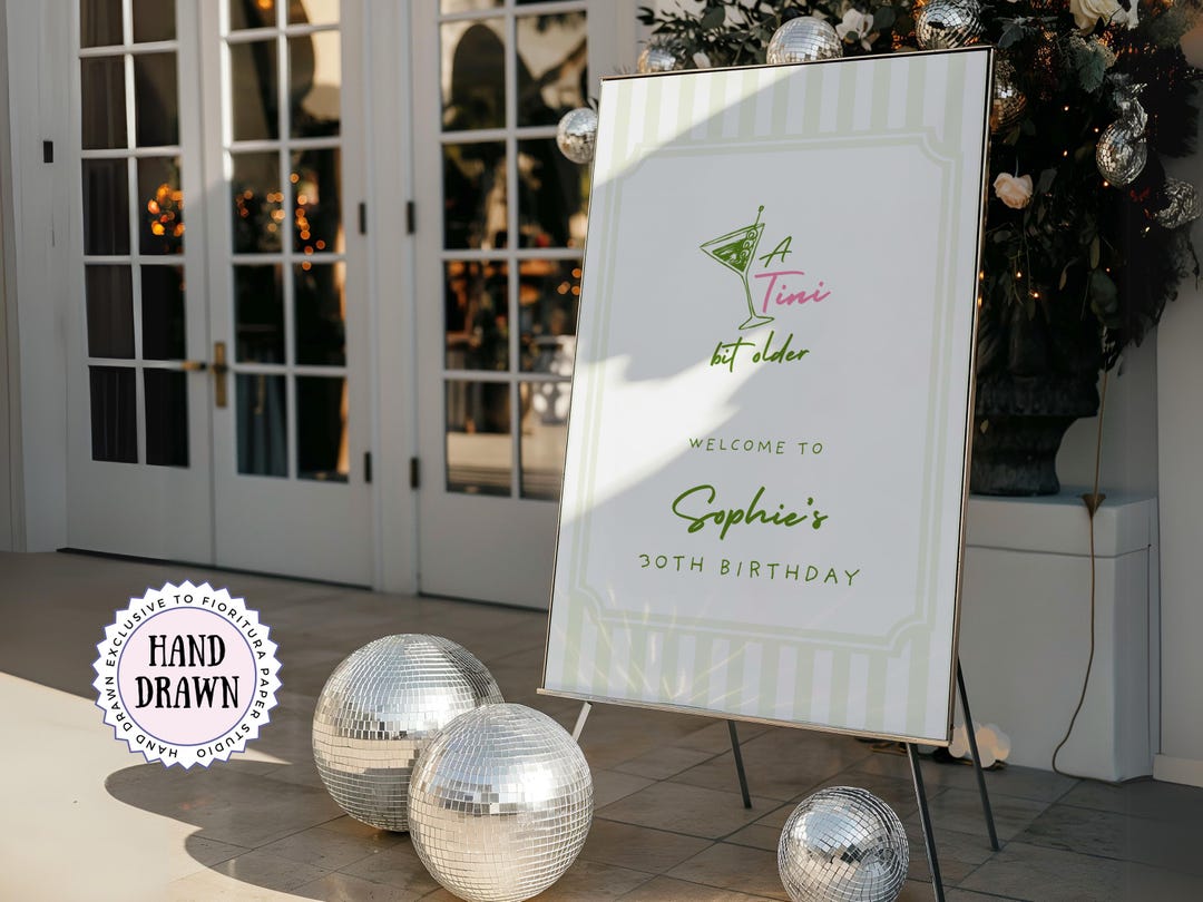 A Tini Bit Older Welcome Sign Template, Martini Themed 30th 40th ...