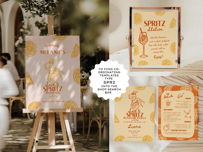 Sun and Spritz Bachelorette Welcome Sign | Love at First Spritz Canva ...