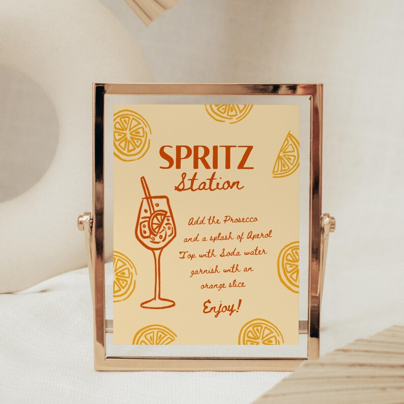 Spritz Station Sign Template | Love at First Spritz Canva Bar Menu ...