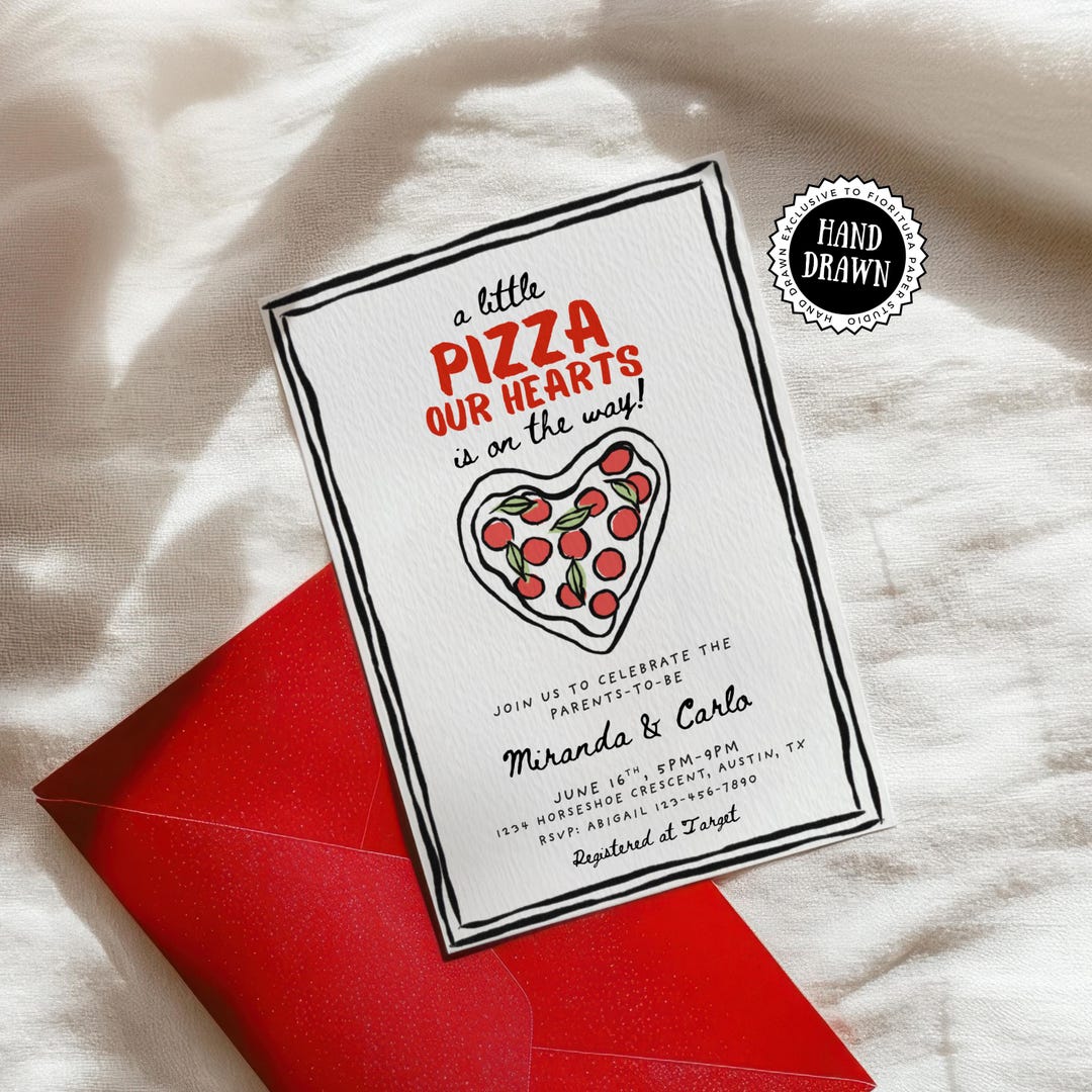 A Little Pizza Our Heart Baby Shower Sprinkle Invitation Template, Cute ...