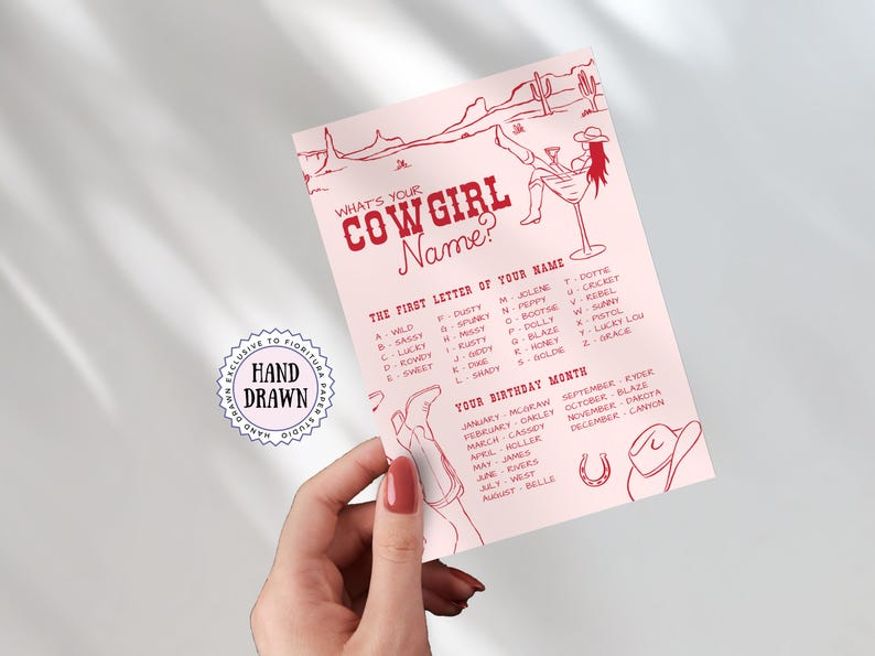 What's Your Cowgirl Name Game Template & Printable, Nash Bash ...