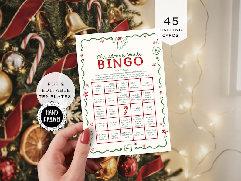 Christmas Music Bingo Printable Game: PDF & Editable Canva Template ...