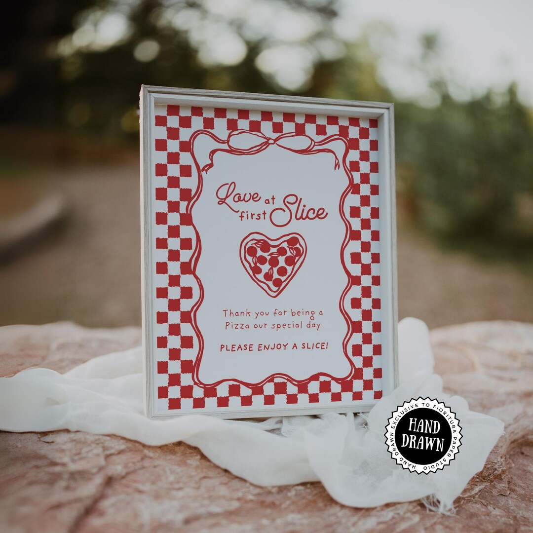 Love at First Slice Pizza Table Sign Template, Editable Canva Digital ...