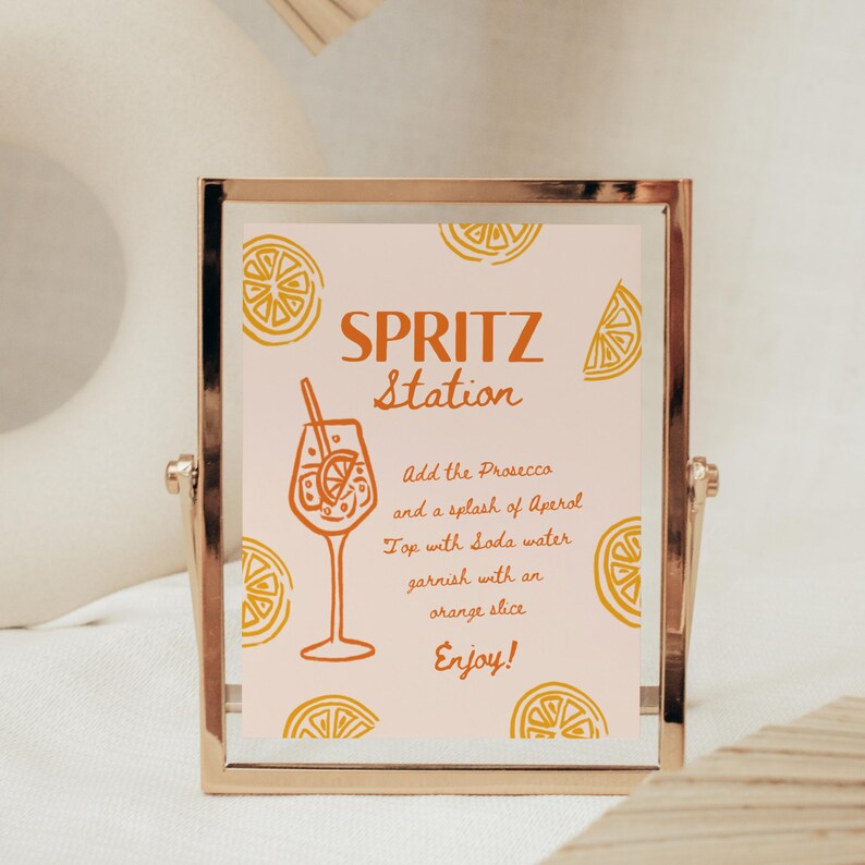 Aperol Spritz Bar Sign | Editable Canva Cocktail Menu | Printable ...