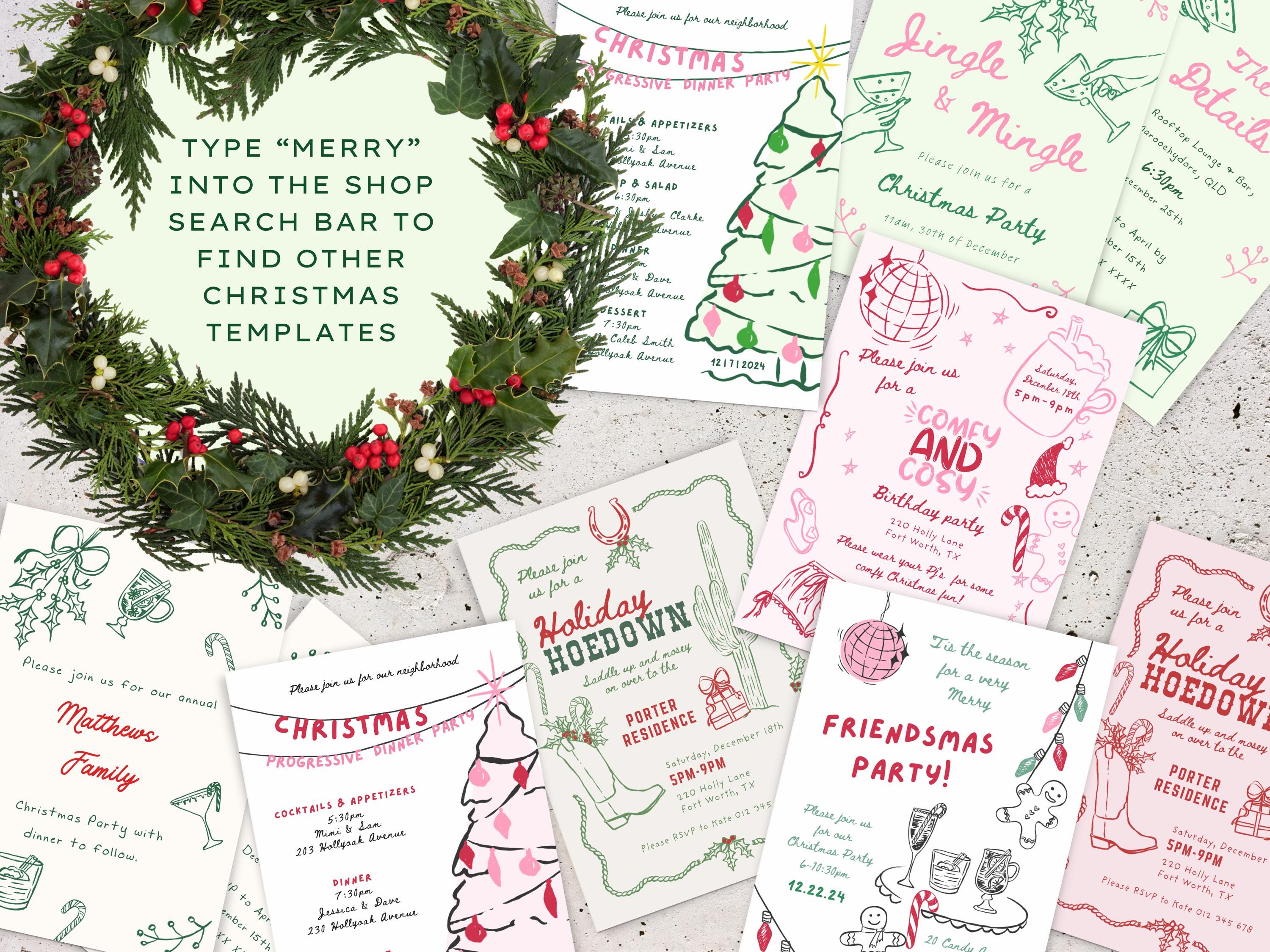 Editable & PDF Hand-drawn Gingerbread House Christmas Party Signs ...