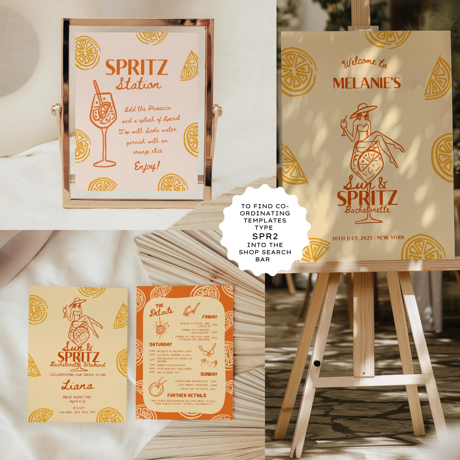Spritz Station Sign Template | Love at First Spritz Canva Bar Menu ...