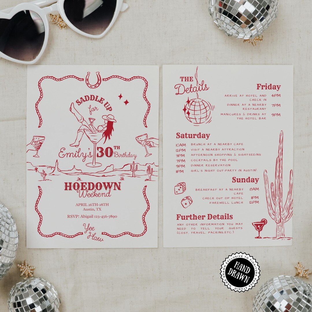 30th Birthday Hoedown Invitation & Itinerary | Western Rodeo Weekend ...