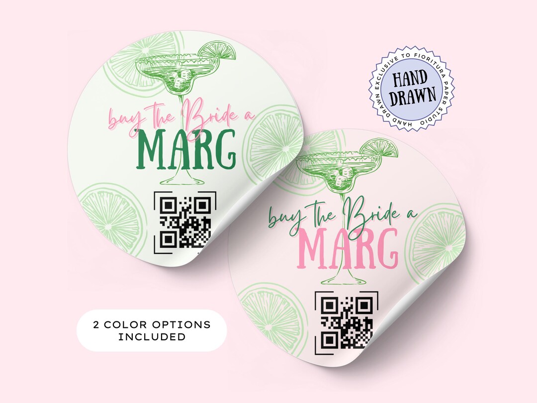 Buy the Bride a Marg Bachelorette QR Code Venmo Round Sticker Label ...