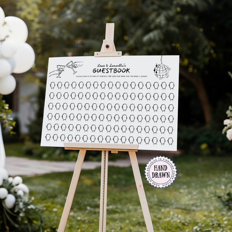 Draw Your Face Guestbook Sign | Fun Wedding Guestbook Alternative ...
