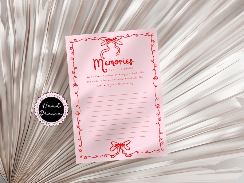 Memories for the Bride Shower Game Printable Canva Template | Wavy ...