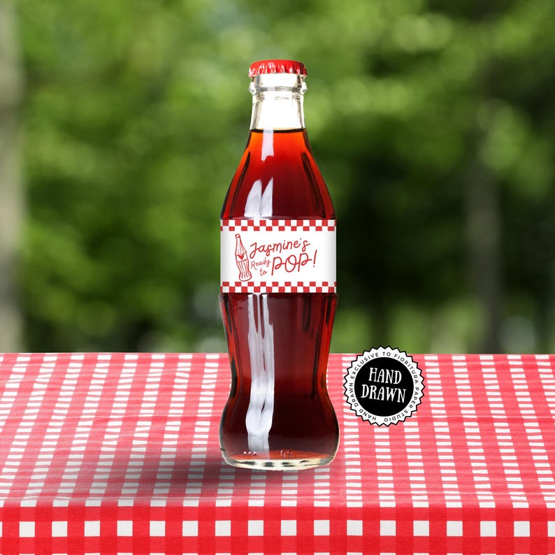 Ready to Pop Baby Shower 8oz Soda Bottle Label Wrap, Editable Canva ...