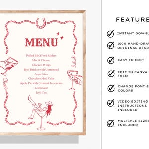 40th Birthday Hoedown Menu Sign Template, Reckless in Texas 40th Rodeo ...