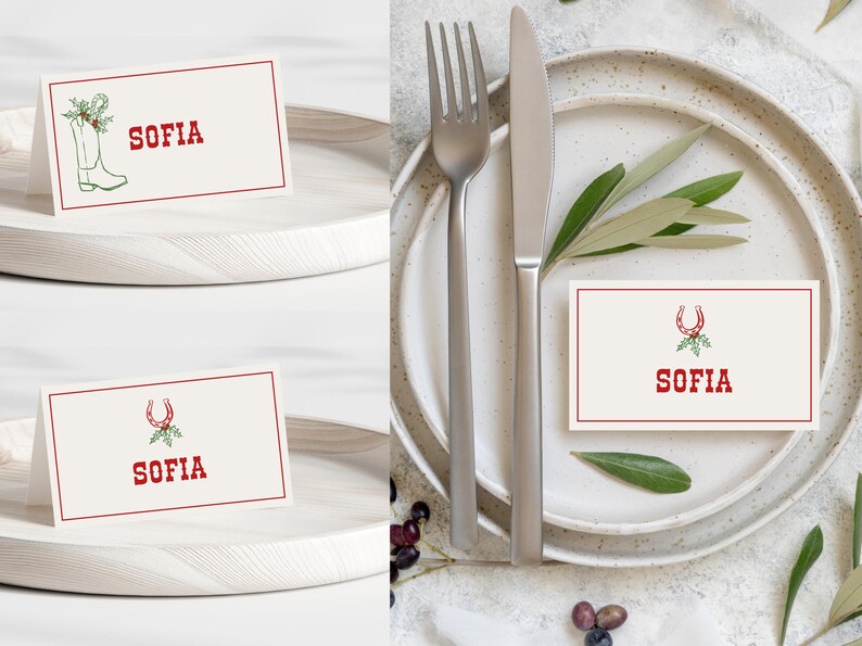 Holiday Hoedown Editable Menu & Place Card Templates | Whimsical Fun ...
