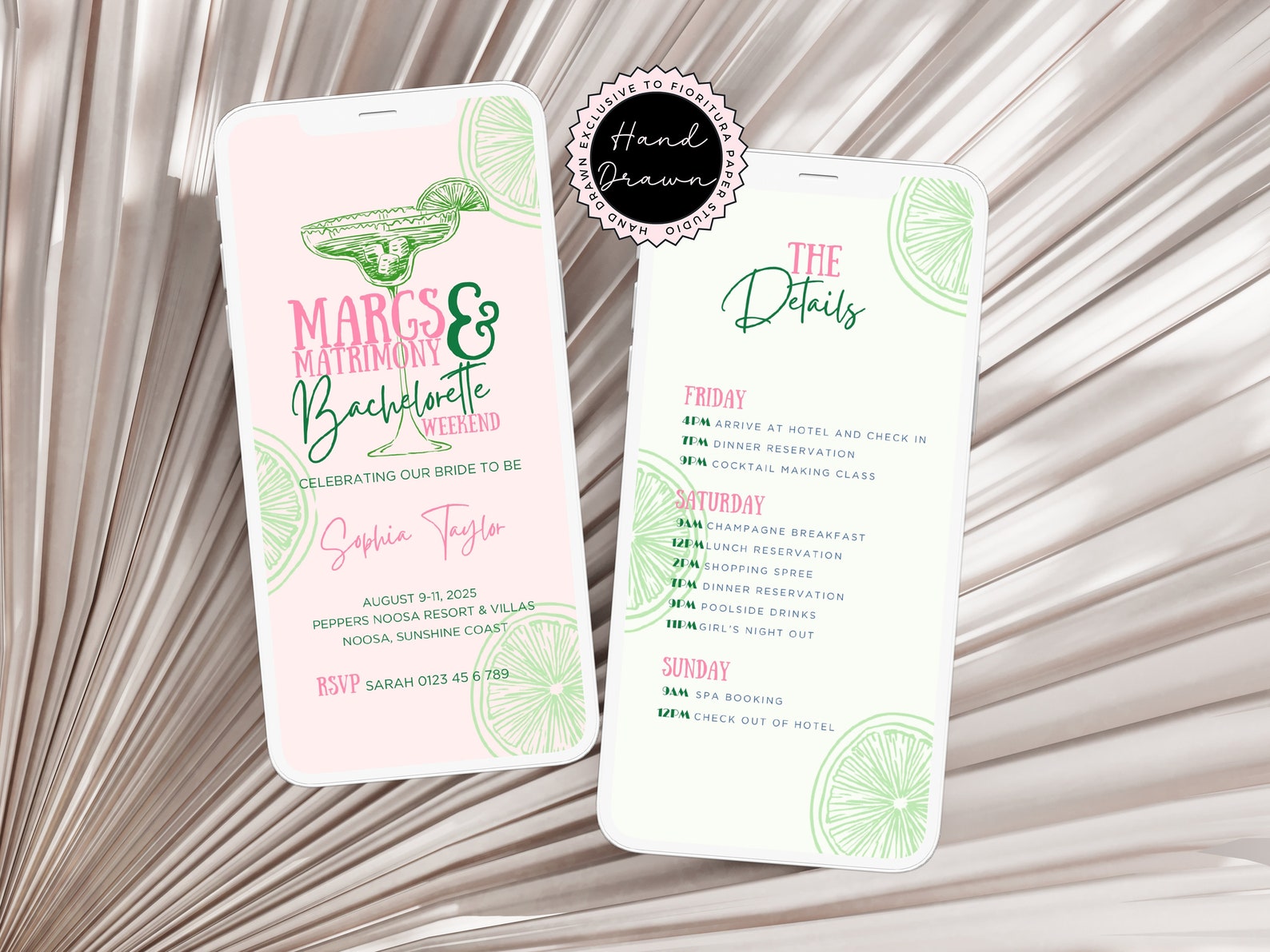 Margs and Matrimony Bachelorette Party Weekend Invitation & Itinerary ...