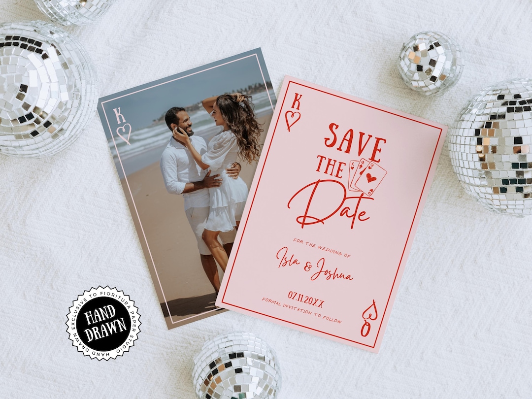 Playing Cards Save the Date Invitation Template With Photo | Fun Hand ...