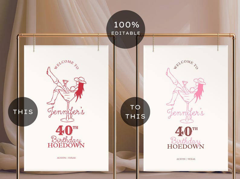 40th Birthday Hoedown Welcome Sign Template | Reckless in Texas, 40th ...