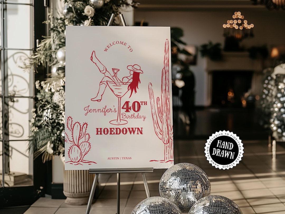 40th Birthday Hoedown Welcome Sign for Party | Editable Template ...