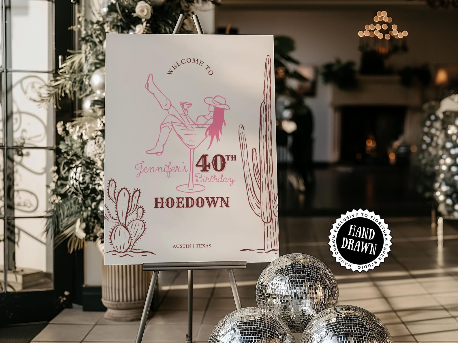 40th Birthday Hoedown Welcome Sign for Party | Editable Template ...